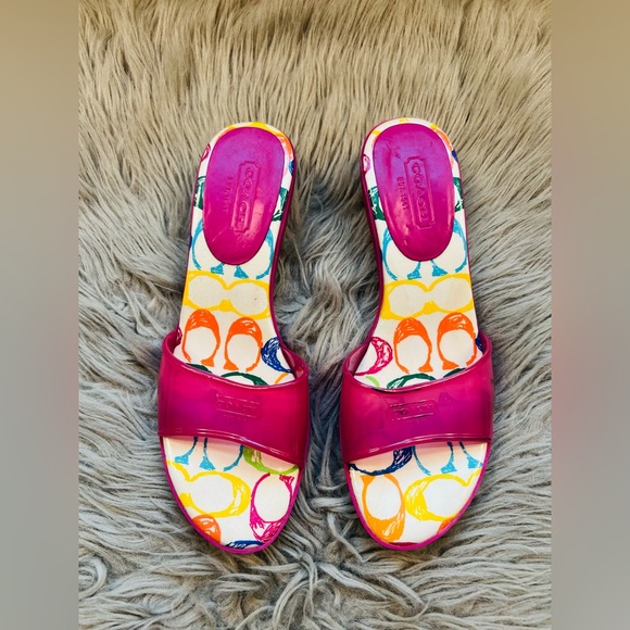 Coach | Shoes | Coach Hot Pink Colorful Fun Womens Sandals Size 85 ...